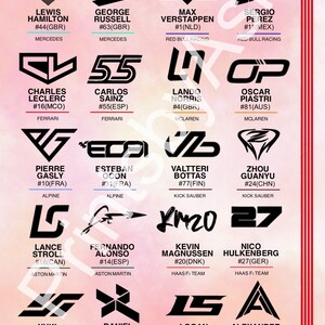 Formula 1 Grid 2024 Poster One Lewis Hamilton Racing Driver Lando ...