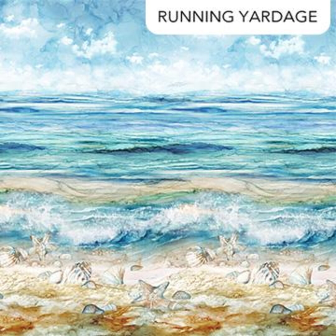 Coastal Waters on the Shore DP28451-44 Ombre Running Yds by Edwards and ...