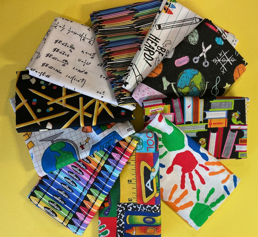 School Days 10 Piece Fat Quarter Bundle of School Prints for Every Age ...