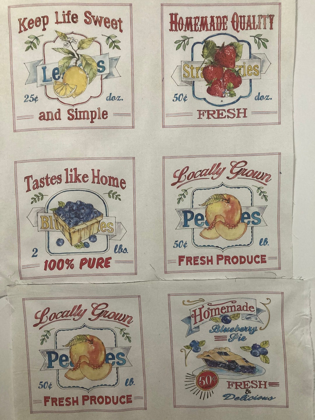 Panel-fresh Fruits 8 Block Panel of 5 Separate Images is 24" Tall X 42 ...