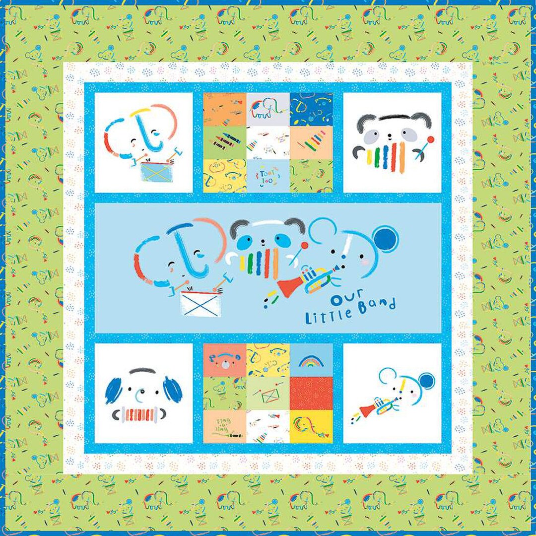 Child's Quilt Kit of Animals Playing Instruments With Crayola Crayon ...