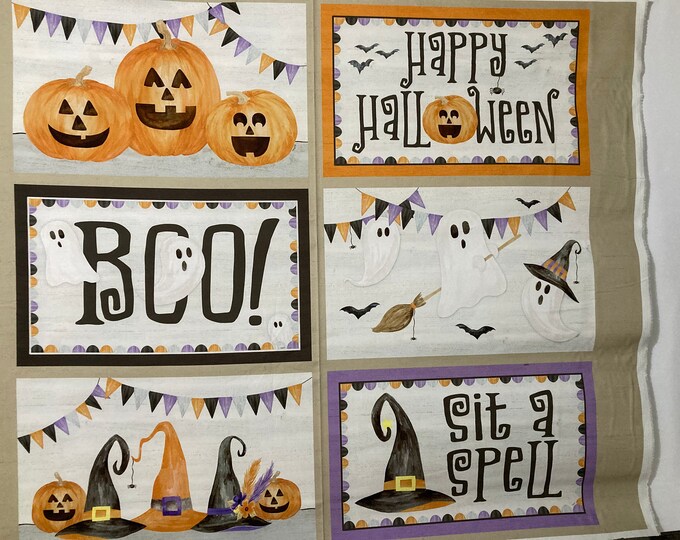 Whimsical Halloween Blocks Panel is Set of Six 11 in X 18 Inch ...