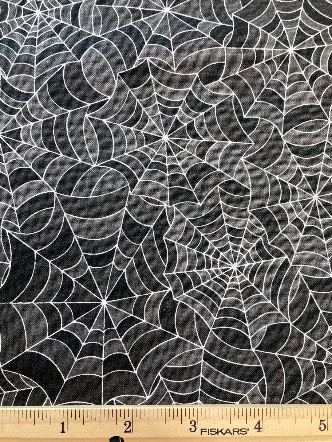 Spider Webs White on Black/gray on Cotton in Half Yard Increments ...