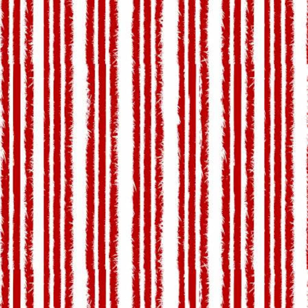 Fuzzy-look Strips of Red and White 1291-08 on Length of Fabric by ...