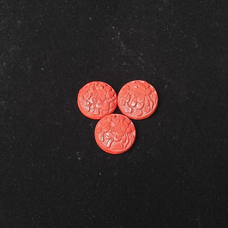 Antique Late 19th Century Chinese Hand-carved Cinnabar Buttons (c ...