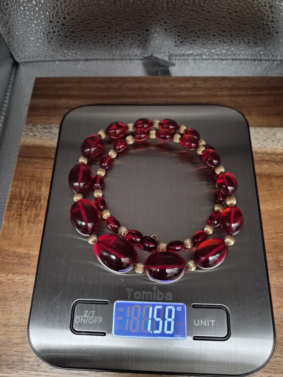 Cherry Red Amber Bakelite and 14k Gold-Filled Beaded … - Gem