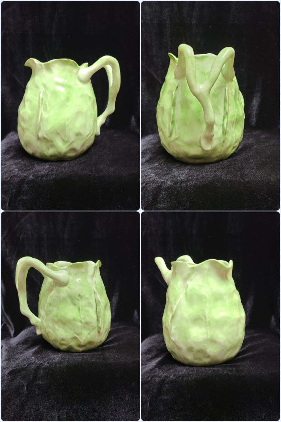 Scarce Antique Wannopee Lettuce Leaf Majolica Pitcher and Bowl C. 1901 ...