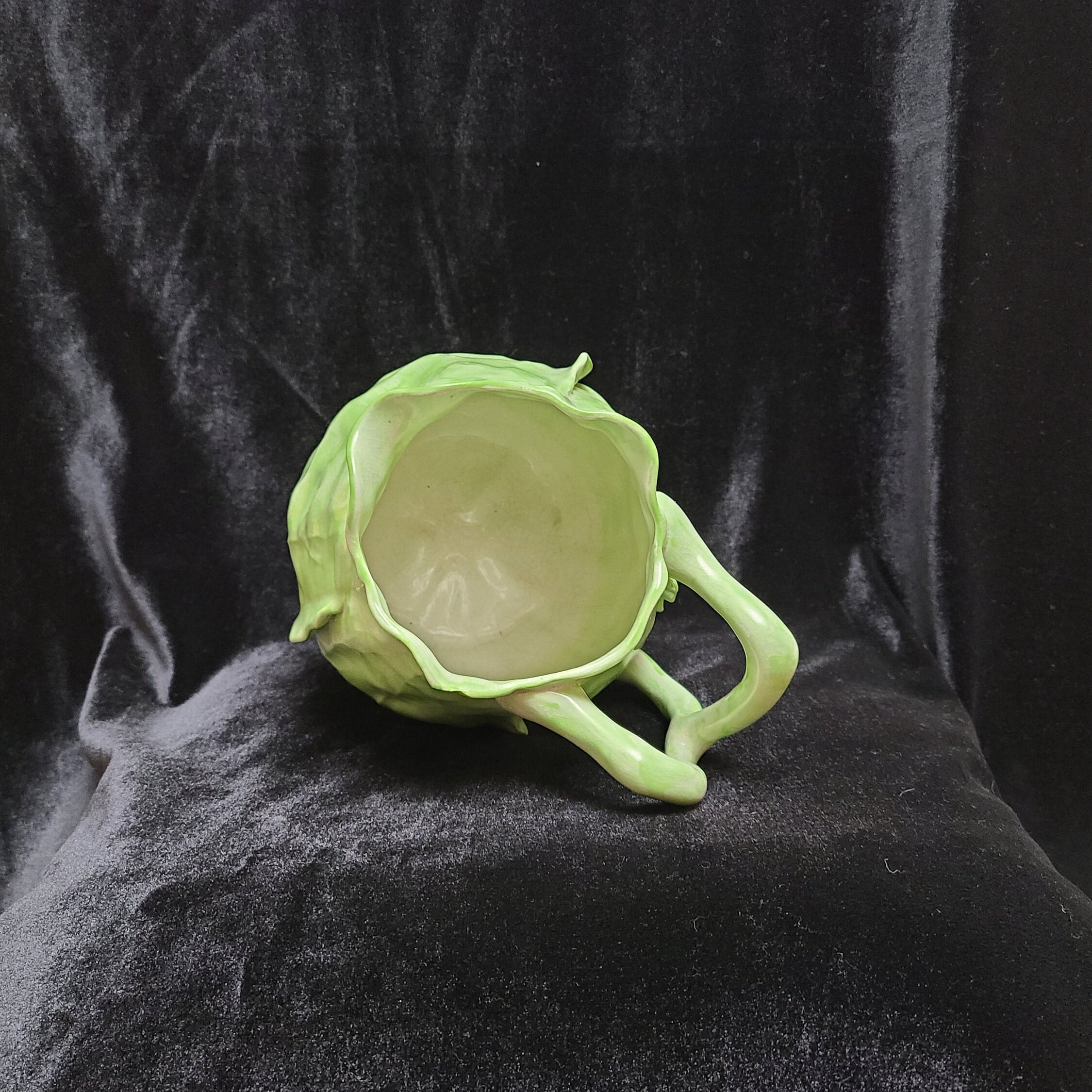 Scarce Antique Wannopee Lettuce Leaf Majolica Pitcher and Bowl (C. 1901 ...