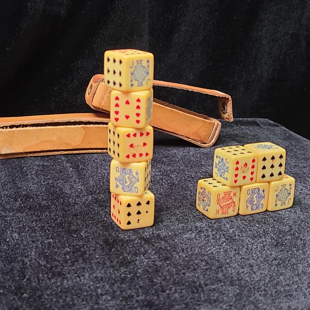 Antique Six-sided (D6) English Style Celluloid Poker Dice, 2-sets in ...