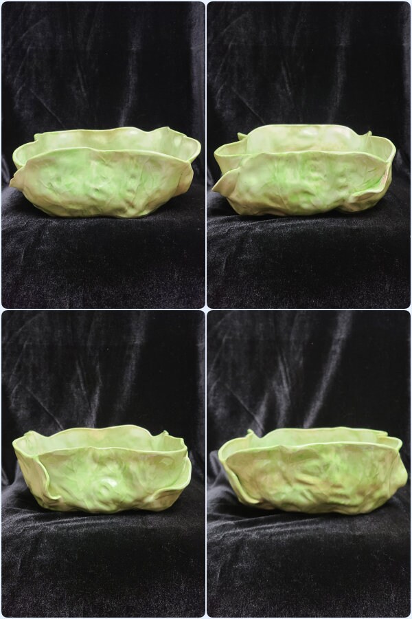 Scarce Antique Wannopee Lettuce Leaf Majolica Pitcher and Bowl (C. 1901 ...