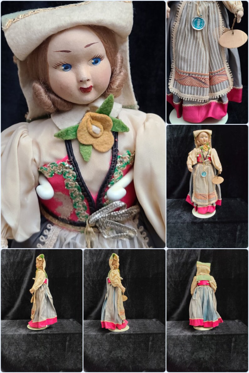 2 Vintage Italian Folk Art Style Lenci Style Felt and Cloth Mascotte ...