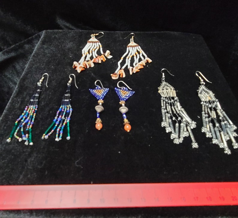 Vintage Native American & Pacific Islander Tassel Style Silver Beaded ...