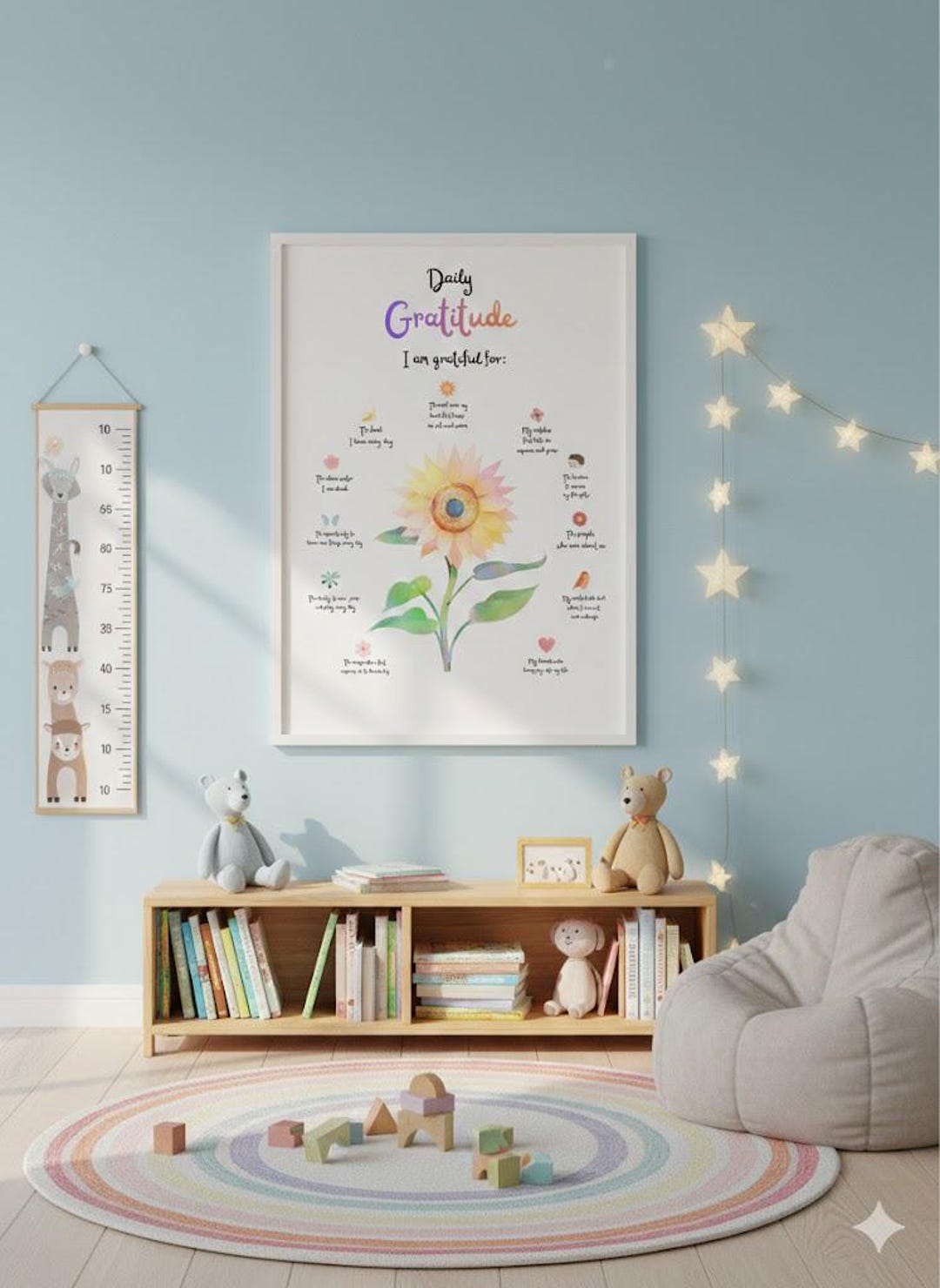 Sunflower Gratitude Poster | Kids Watercolor Affirmations (digital ...