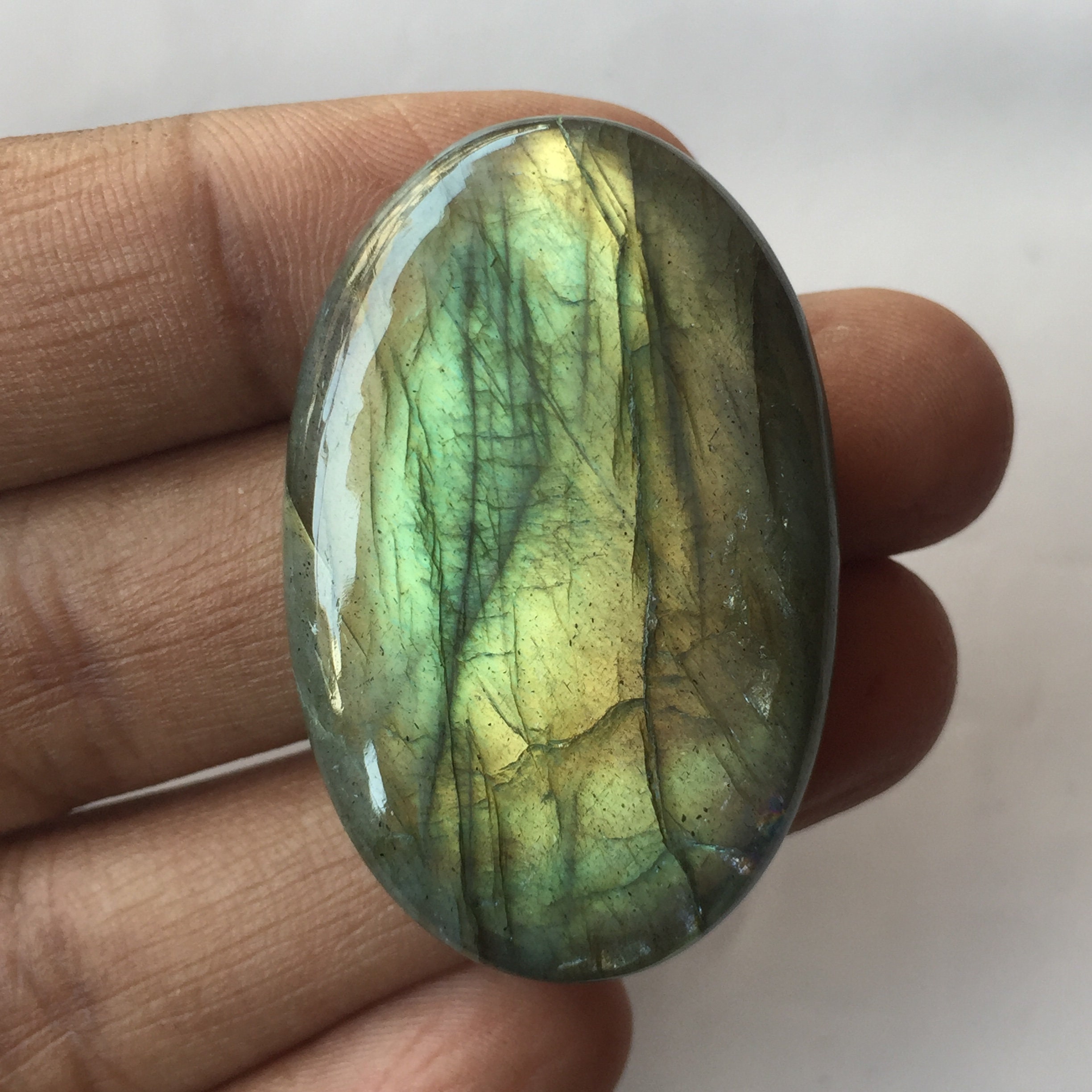 Top Quality Green Flashy Labradorite Cabochon Loose Gemstone | Etsy