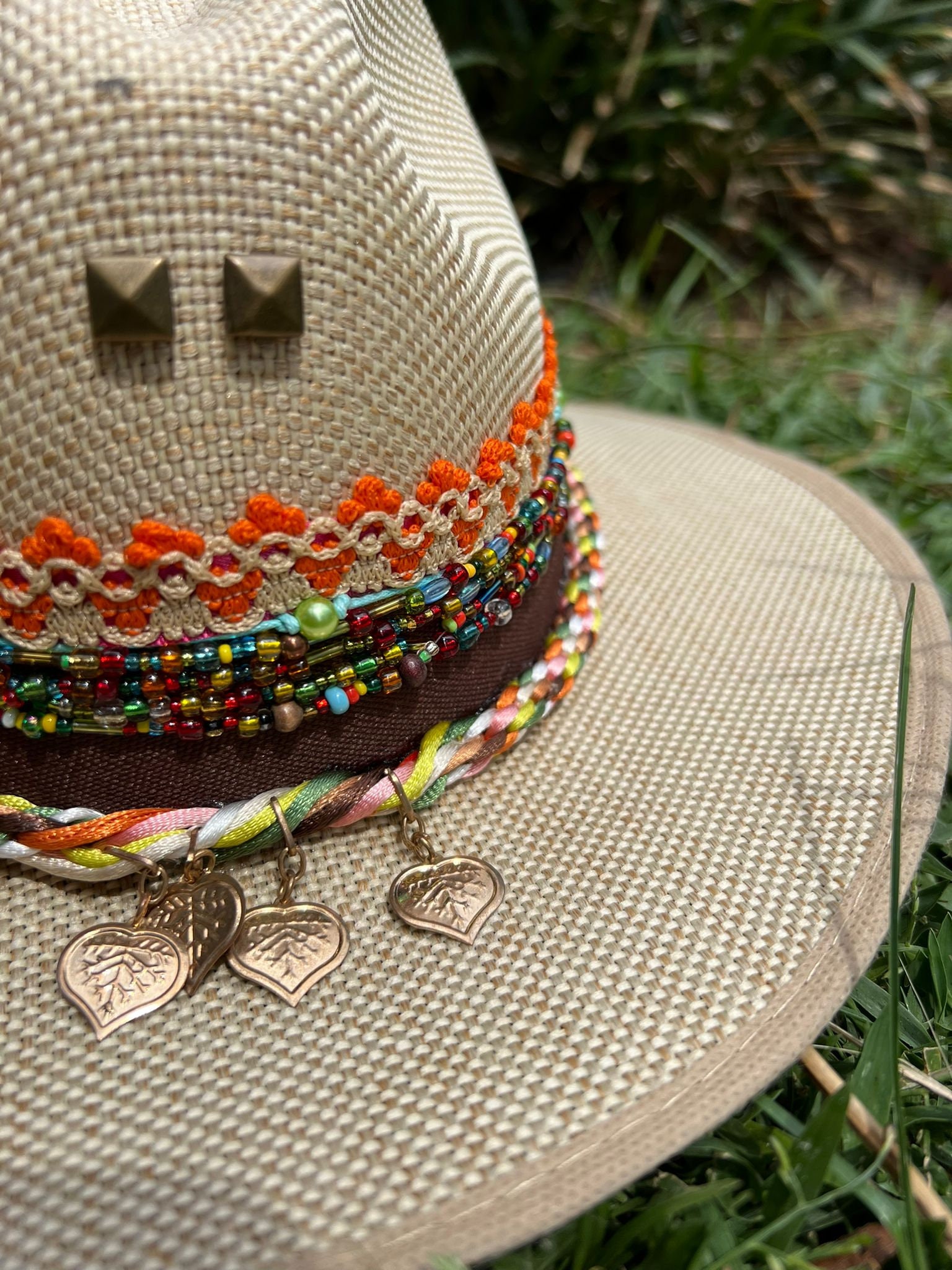 Colombian Handmade Hat, Hearts and Beads, Colorful Summer Hat for Women ...
