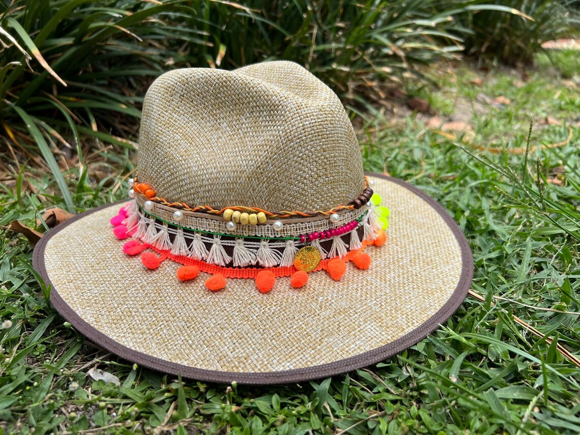 Colombian Handmade Hat, Hearts and Beads, Colorful Summer Hat for Women ...