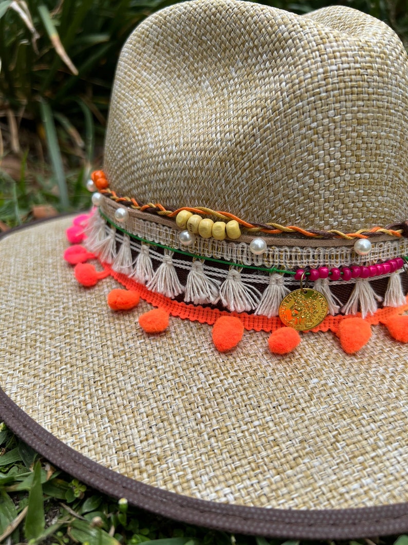 Colombian Handmade Hat, Hearts and Beads, Colorful Summer Hat for Women ...
