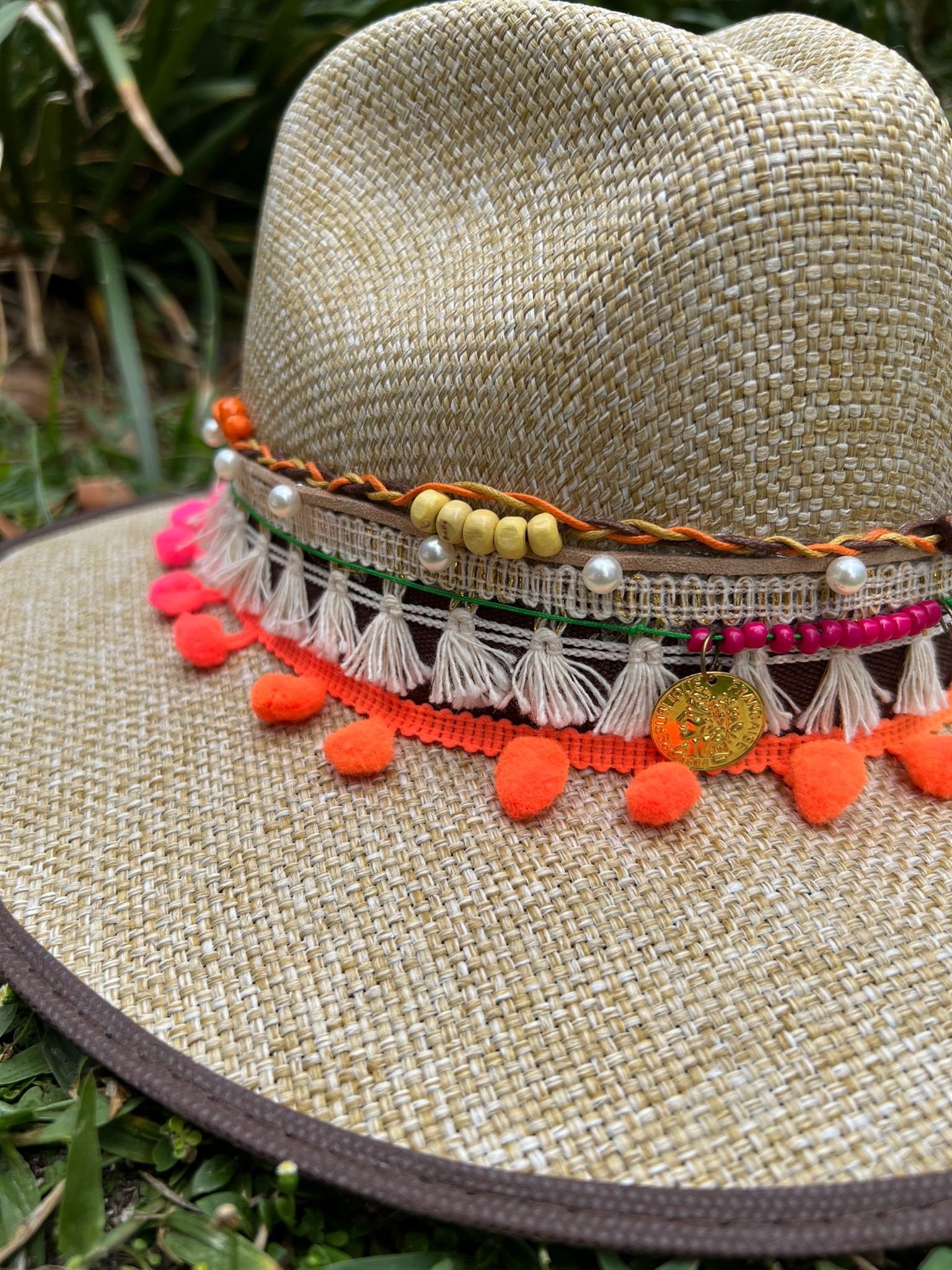 Colombian Handmade Hat, Hearts and Beads, Colorful Summer Hat for Women ...
