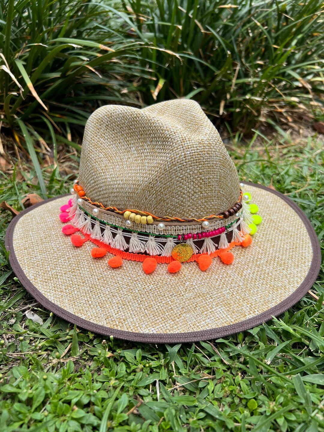 Colombian Handmade Hat, Hearts and Beads, Colorful Summer Hat for Women ...