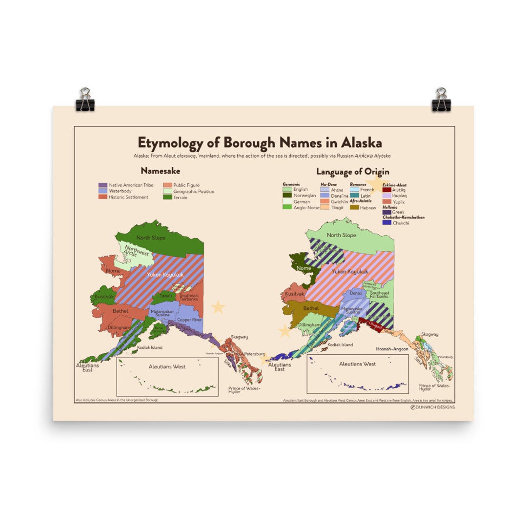 Alaska USA Borough Name Etymology Poster - Etsy