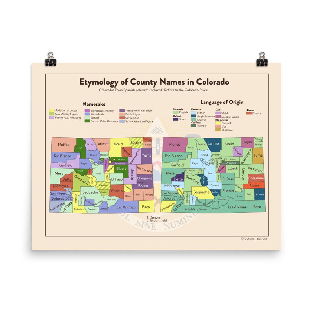 Colorado USA County Name Etymology Poster - Etsy
