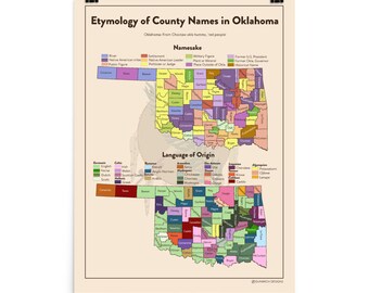 Ohio USA County Name Etymology Poster - Etsy