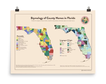 Ohio USA County Name Etymology Poster - Etsy