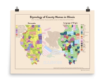 Ohio USA County Name Etymology Poster - Etsy