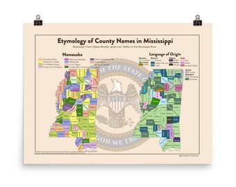 Ohio USA County Name Etymology Poster - Etsy