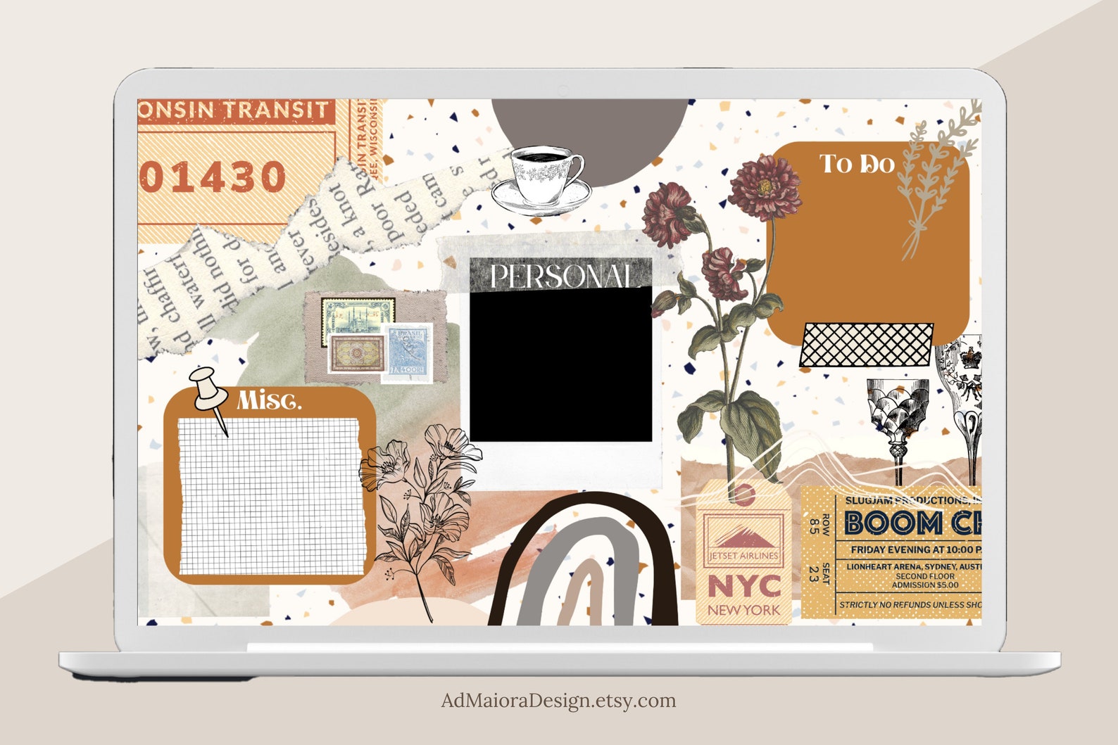 Professional Travel Desktop Wallpaper Organizer. Neutral Travel Journal ...