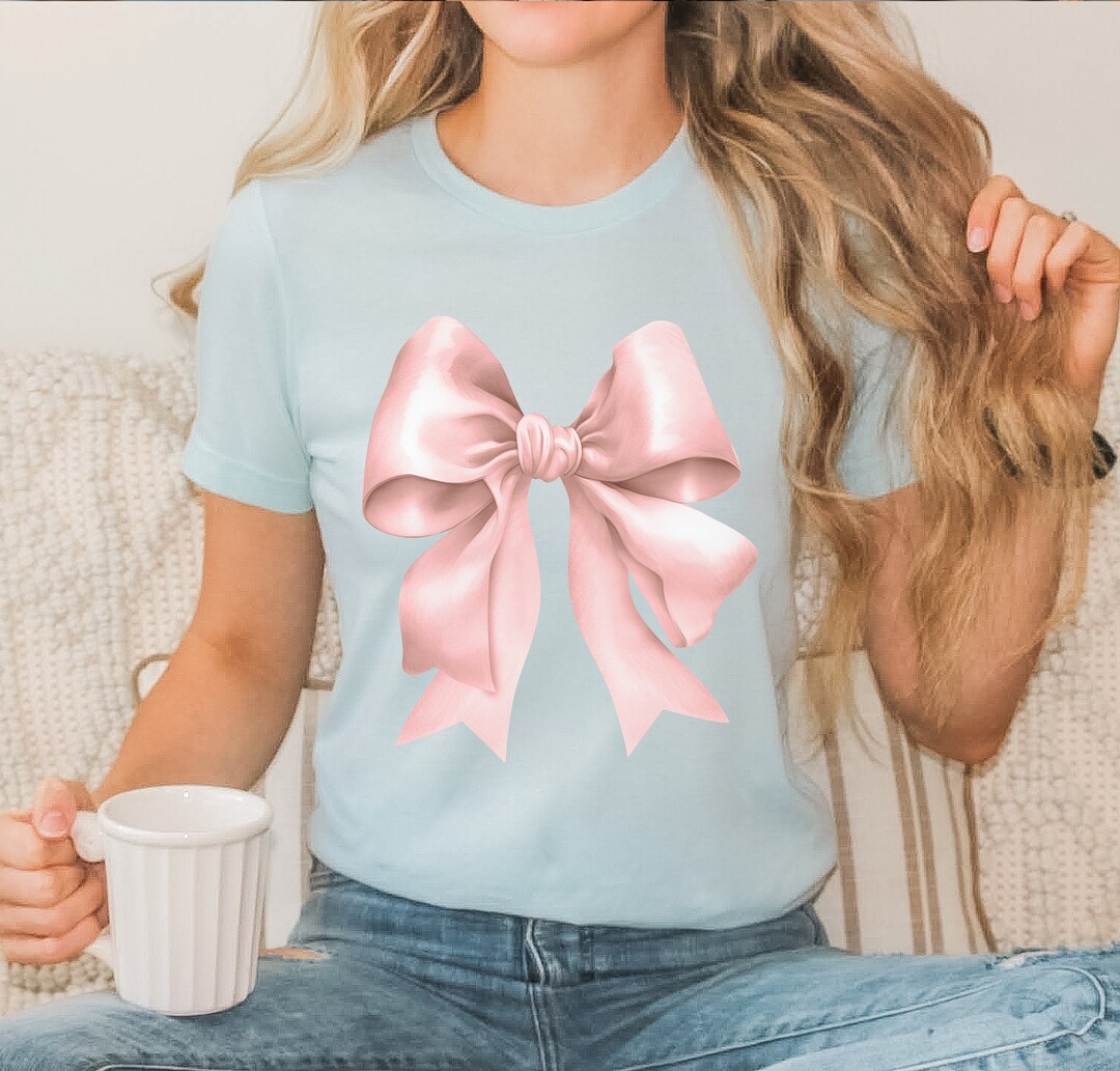 Coquette Shirt, Coquette Pink Ribbon Bow Shirt, Trendy Coquette Shirt ...