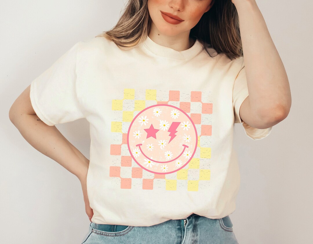 Trendy Checkered Smiley Face Tshirt, Checkered Smiley Face Shirt ...