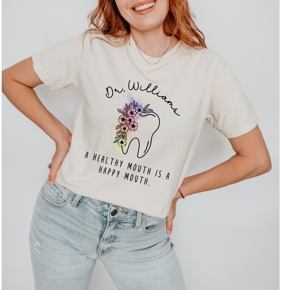 Dentist Custom Shirt, Floral Tooth Shirt, Dentist Personalized Shirt ...