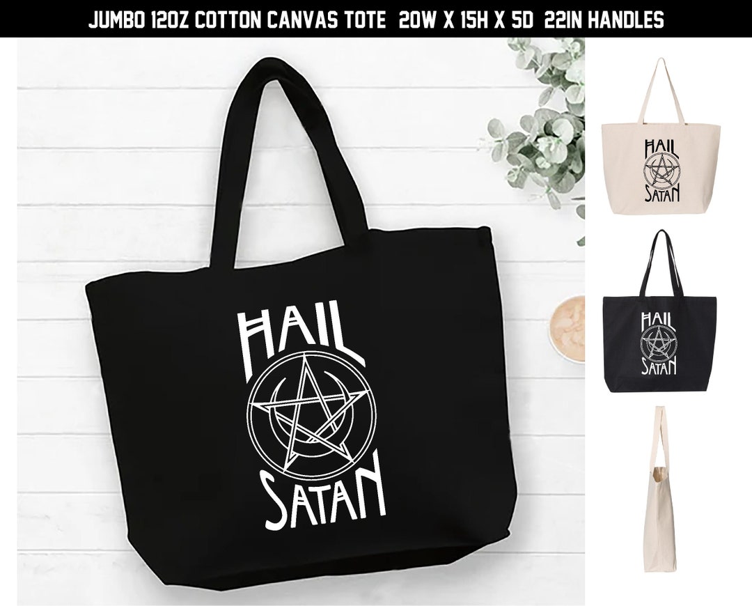 Hail Satan Pentacle Jumbo Canvas Tote Shoulder Bag Goth - Etsy