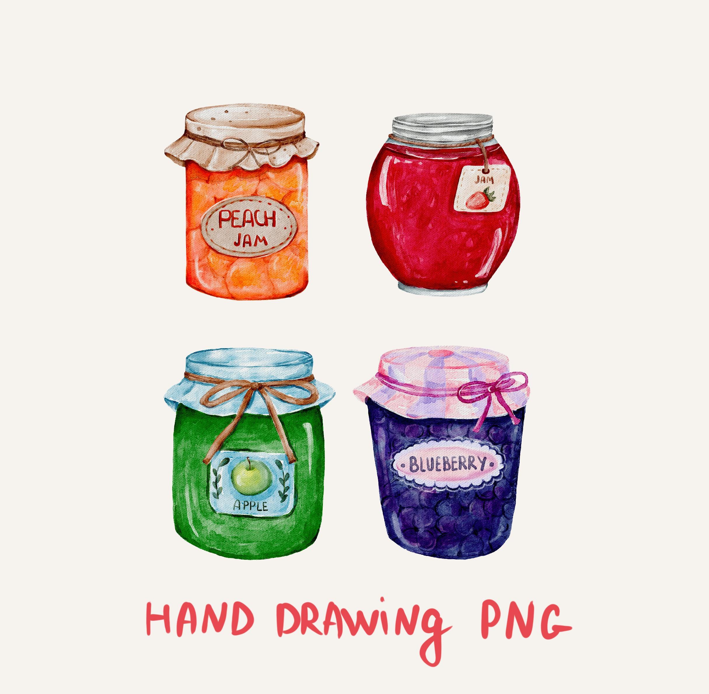 Fruit Jam Watercolor Clipart Summer Fruit Illustration Png, Digital ...