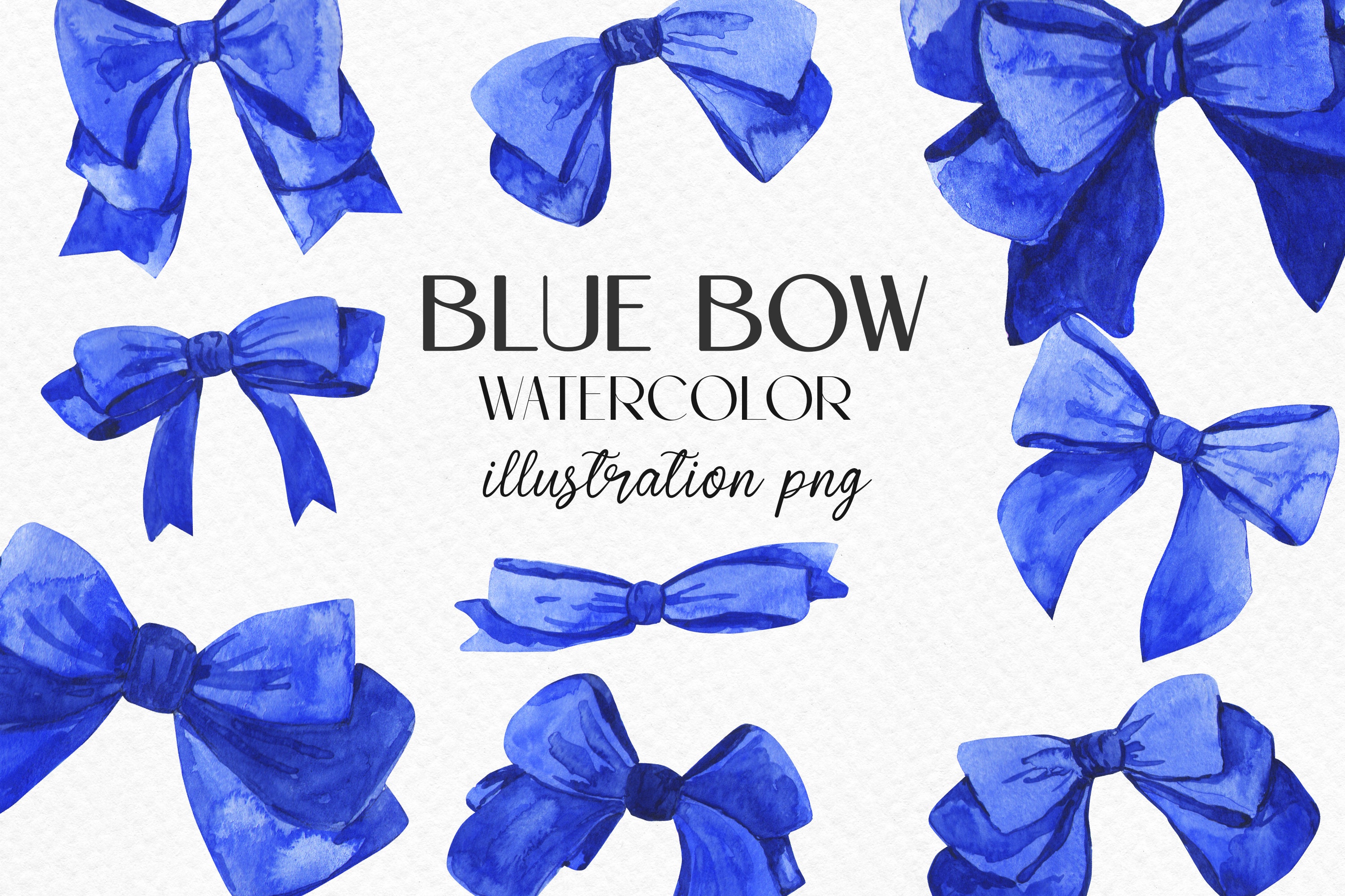 Watercolor Clipart Blue Bows. Clipart- PNG Birthday Party Decoration ...
