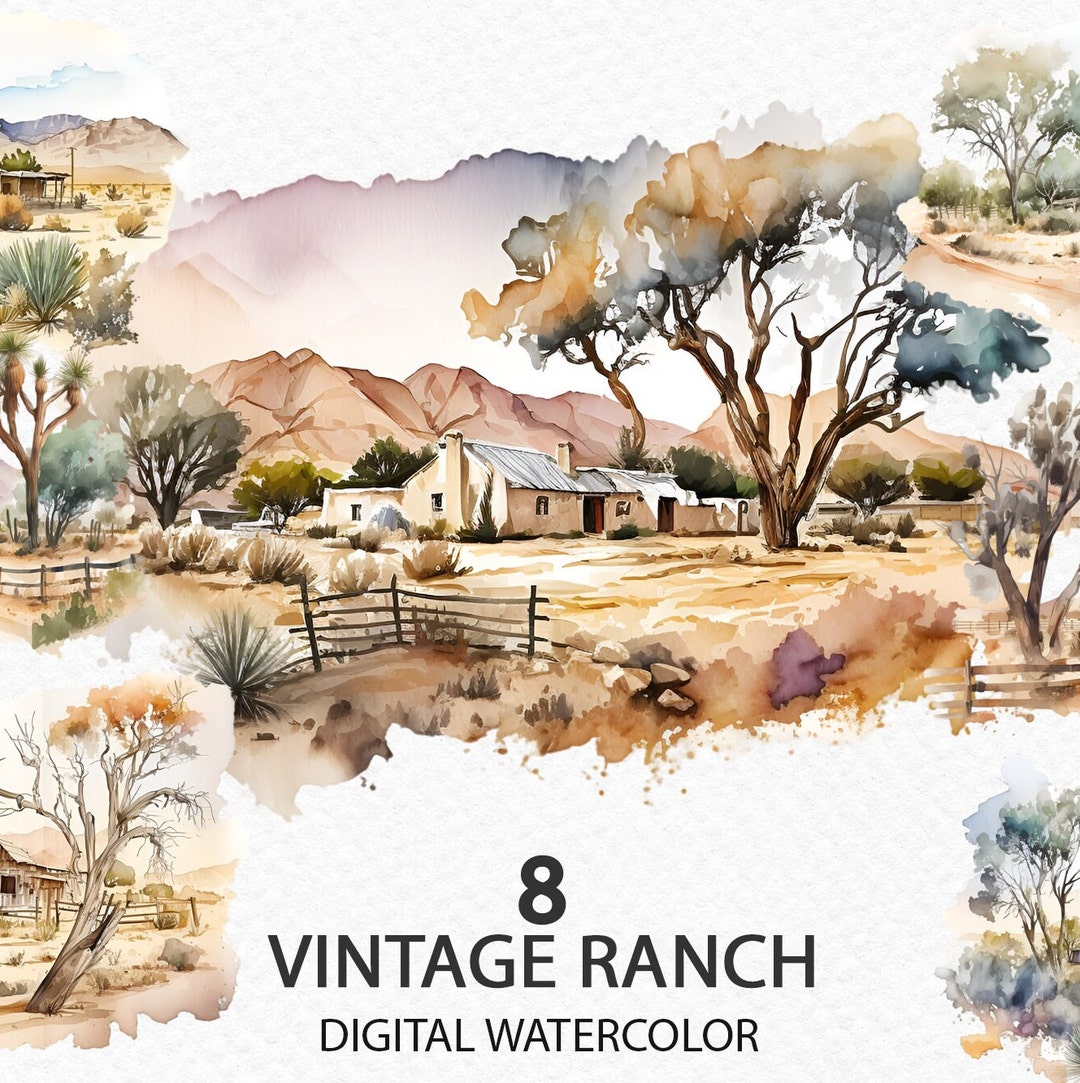 Desert Ranch Watercolor Desert Watercolor Desert House. PNG - Etsy
