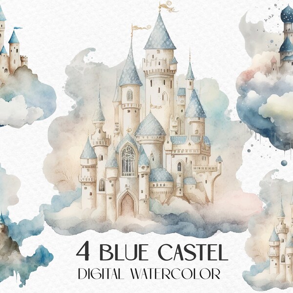 Castle Watercolor - Etsy