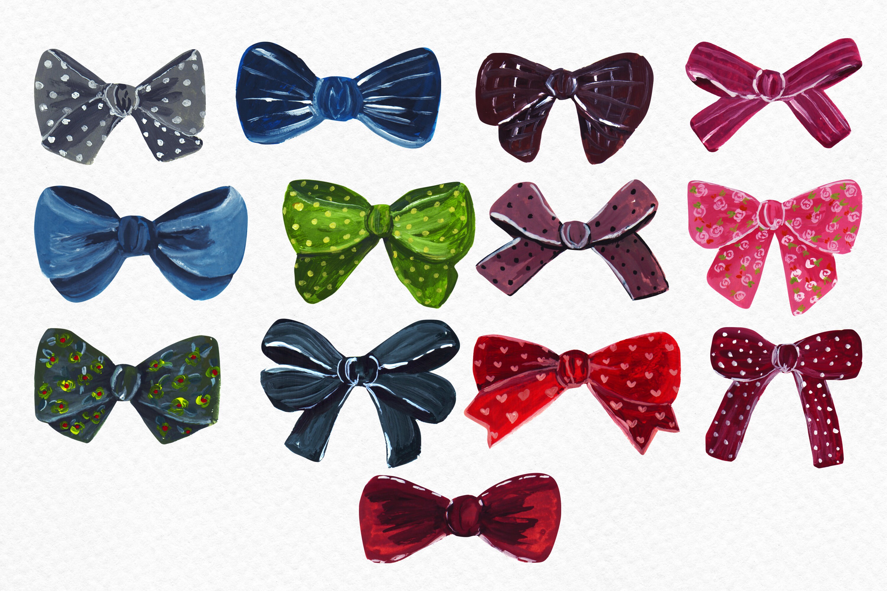 Watercolor Clipart Colorful Bows. Clipart PNG Birthday Party Decoration ...
