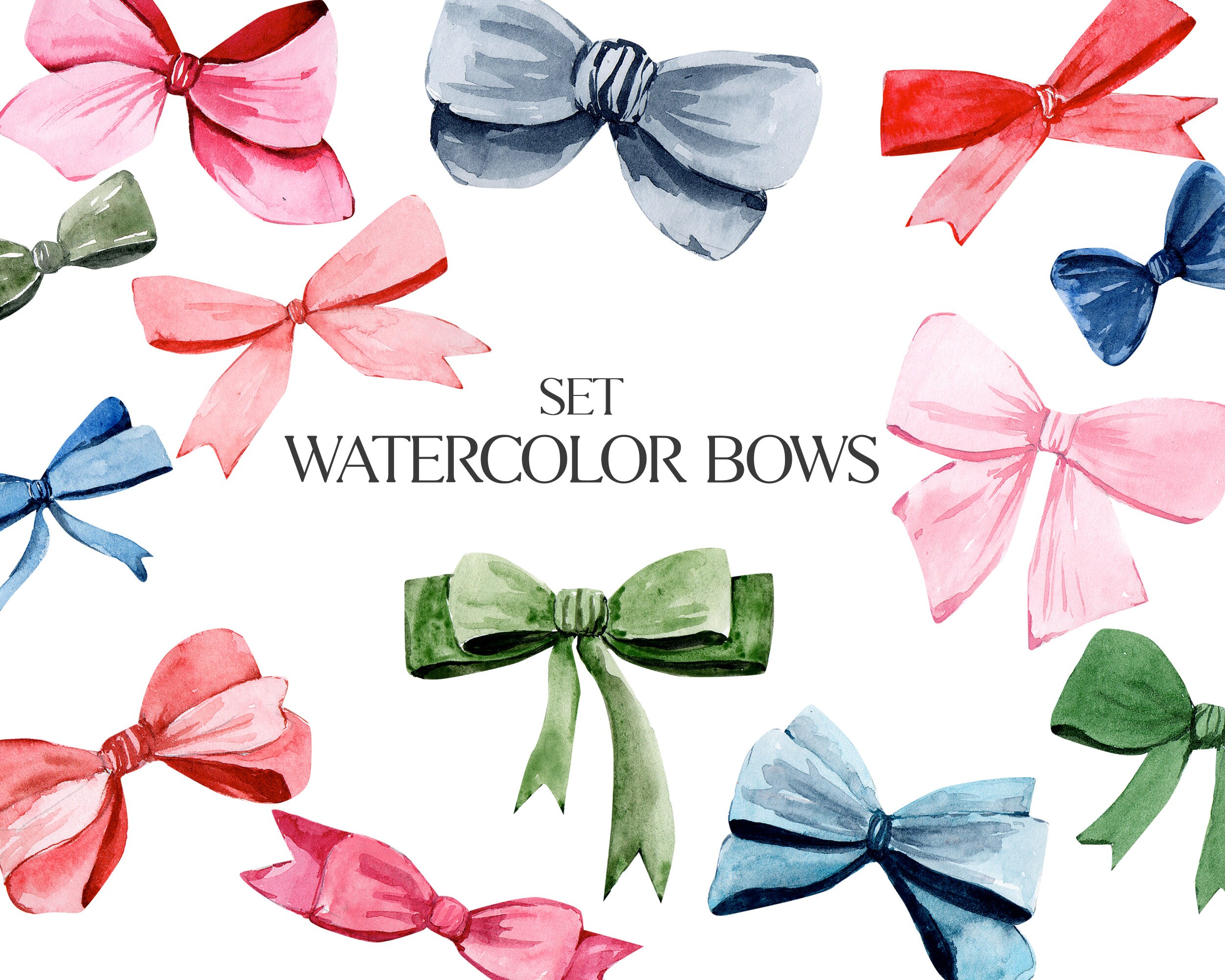 Watercolor Clipart Colorful Bows.clipart PNG Birthday Party - Etsy