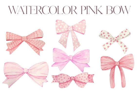 Watercolor Clipart Pink Bows.clipart PNG Birthday Party - Etsy