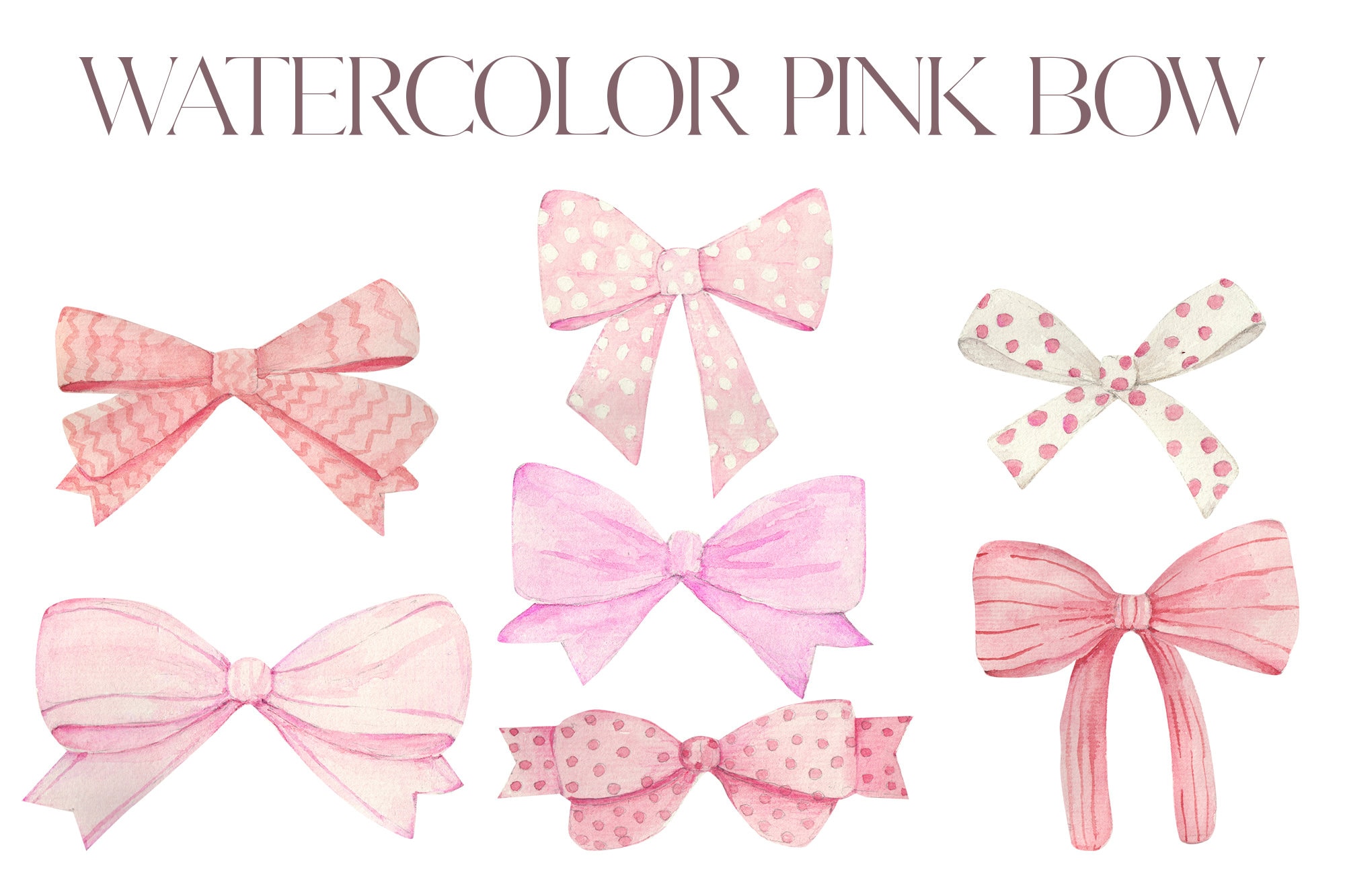 Watercolor Clipart Pink Bows.clipart PNG Birthday Party Decoration - Etsy