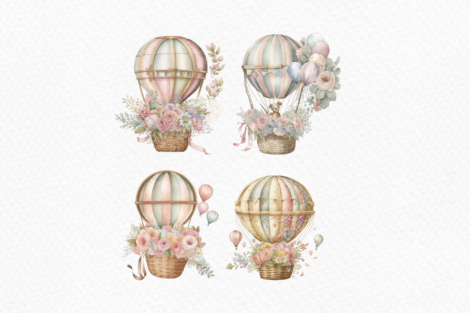 Watercolor Travel Balloon With Flowers Travel Balloon - Etsy