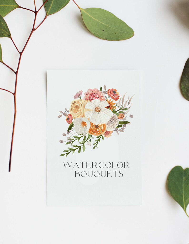 Clipart Autumn Watercolor Flower Bouquets. Set of Bouquets | Etsy