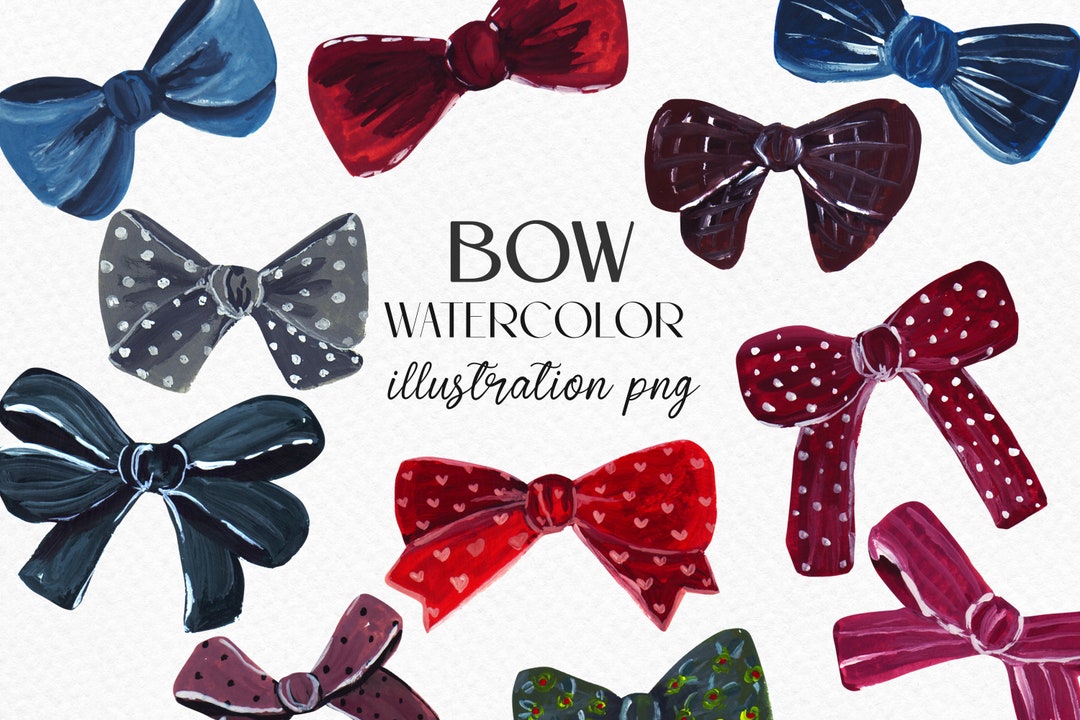 Watercolor Clipart Colorful Bows. Clipart- PNG Birthday Party ...