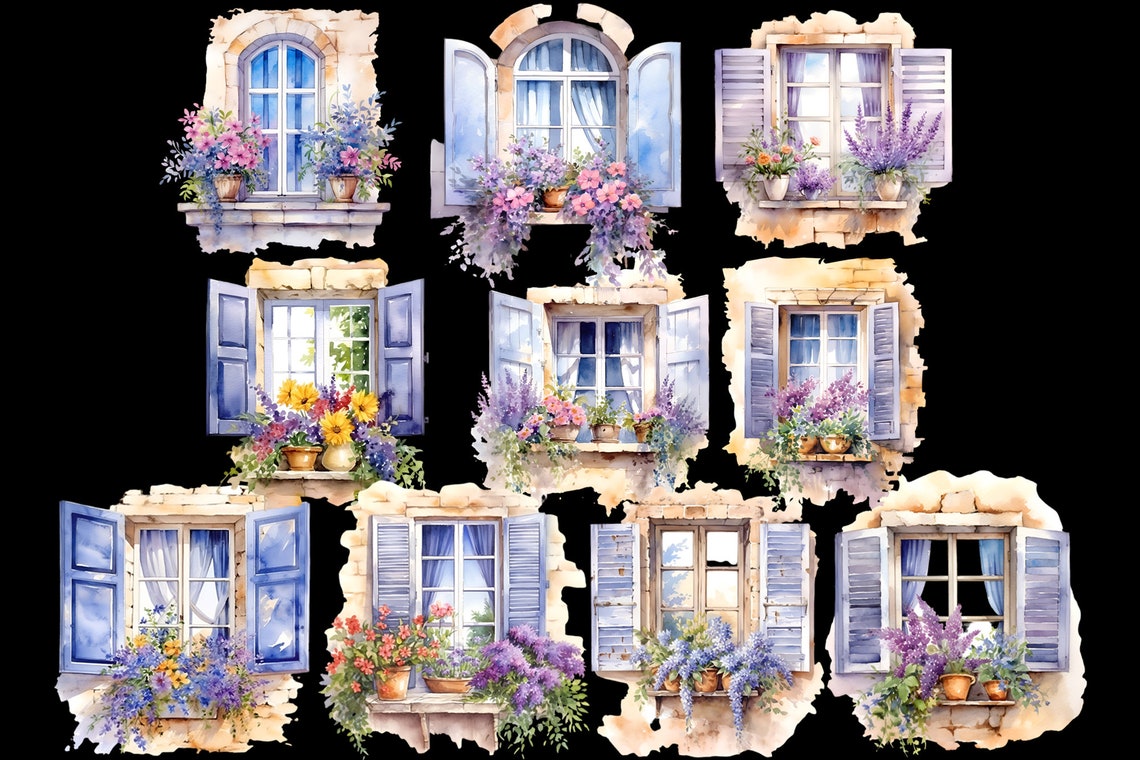 Watercolor Provence Streets Watercolor Windows Provence - Etsy