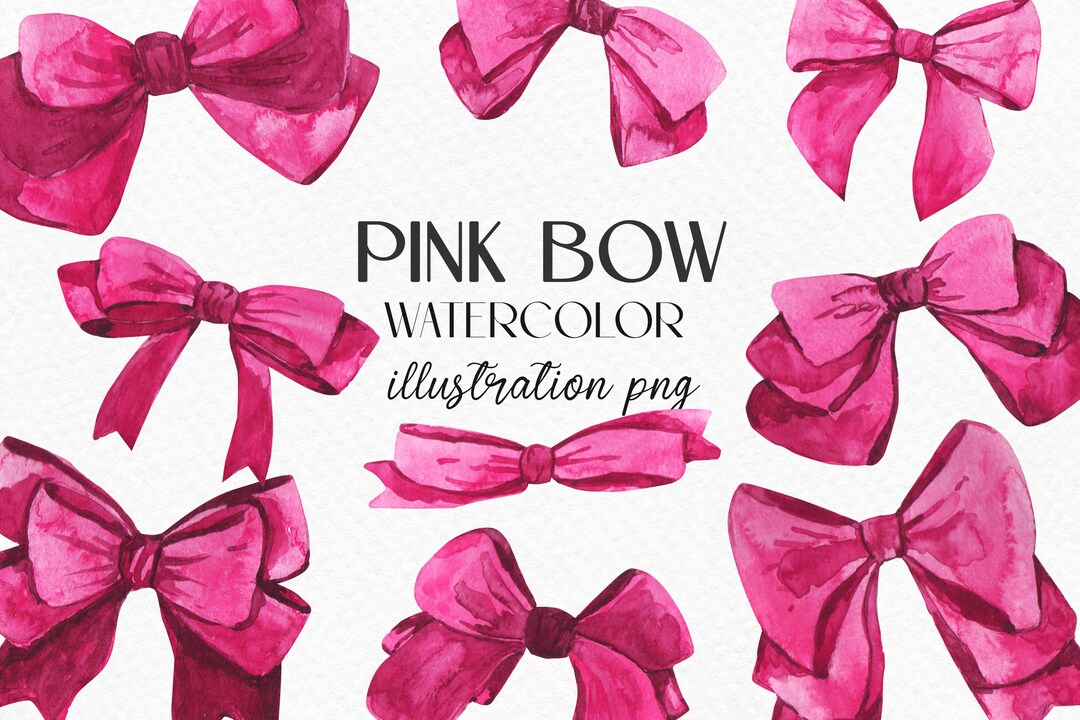 Watercolor Clipart Pink Bows. Clipart- PNG Birthday Party Decoration ...
