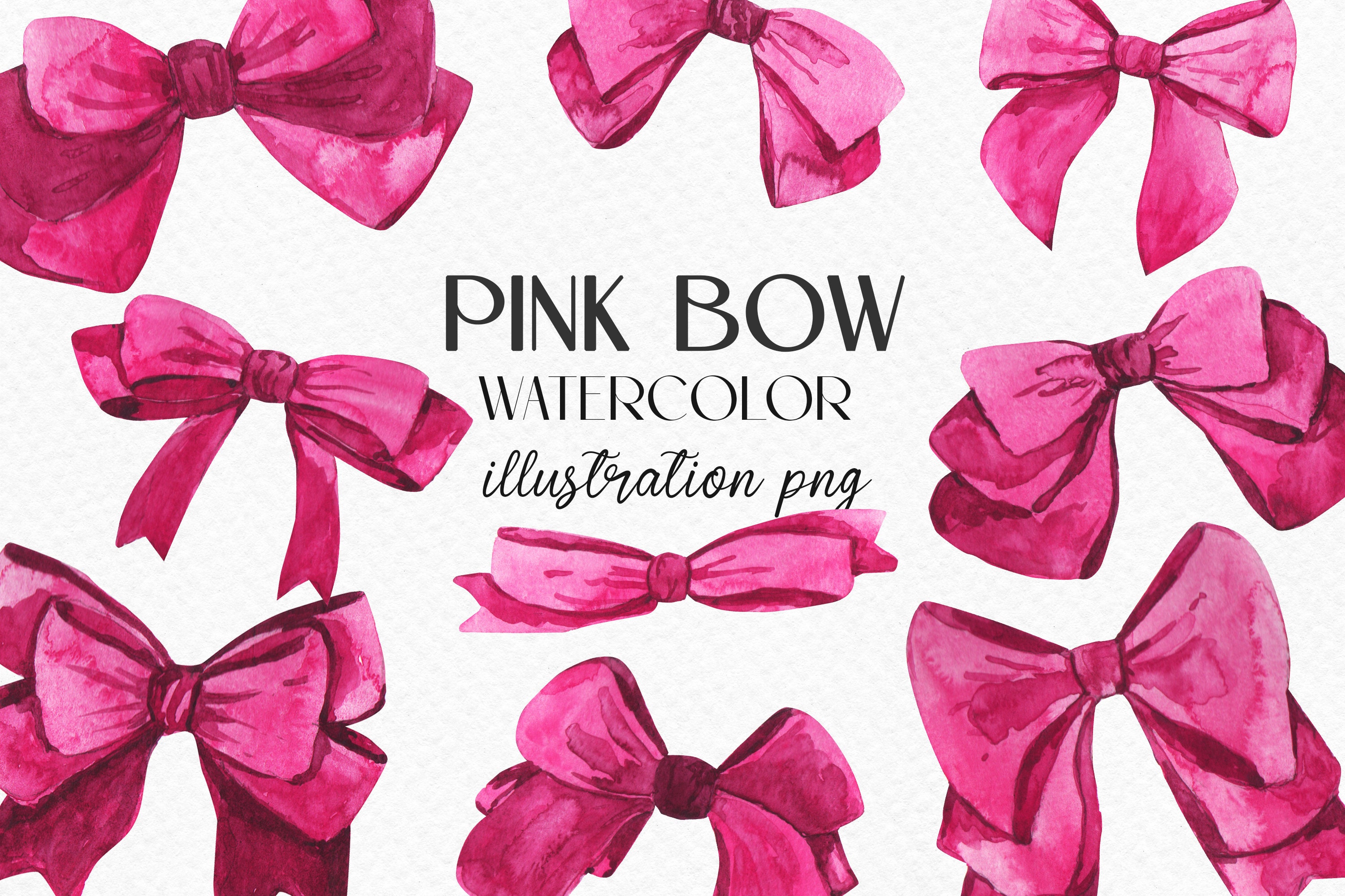 Watercolor Clipart Pink Bows. Clipart PNG Birthday Party Decoration ...