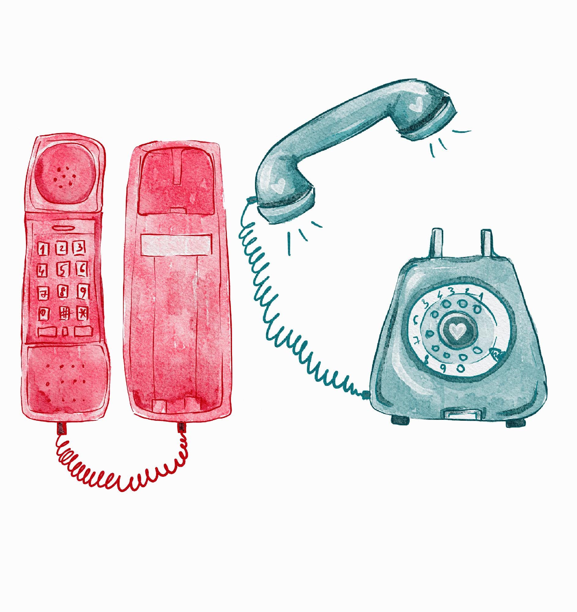 Retro Telephones Watercolor, Vintage Colored Telephones Png Clipart - Etsy