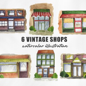 Vintage Shop Watercolor House Shop in House Watercolor - Etsy